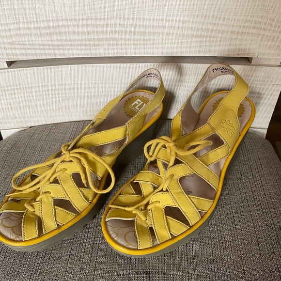 Fly London | Shoes | Fly London Leather Lace Up Wedge Sandals Yapi ...